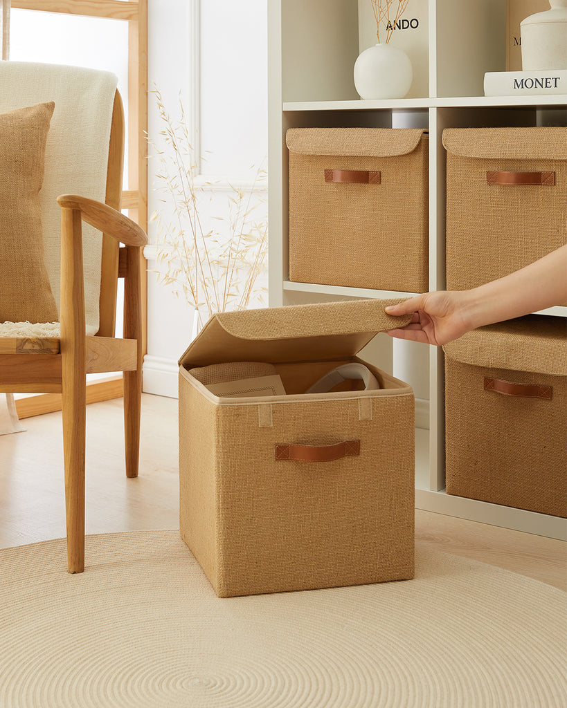 Ocean Home Textile Jute Storage Box With Lid, Pack Of 3– oceanhometextile